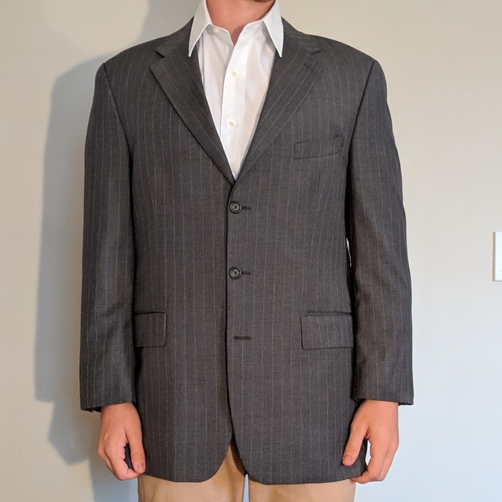 Charcoal Grey Pinstripe Blazer - Gem